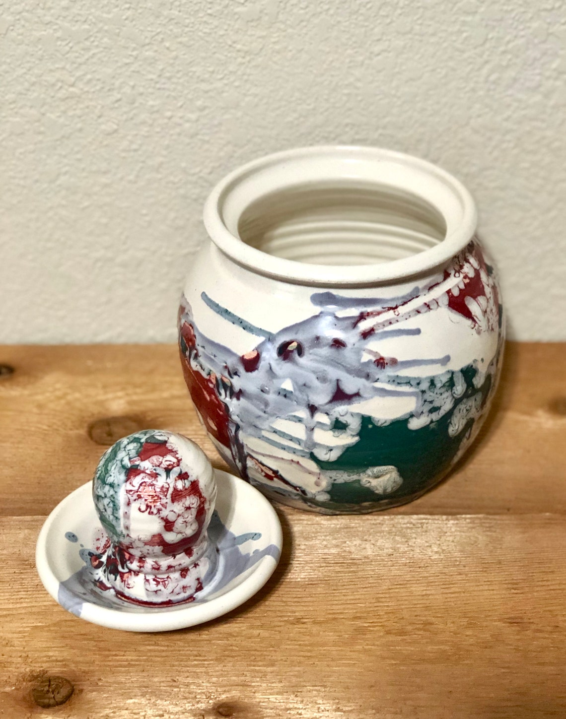 Original Pottery Art Abstract Glaze Covered Jar/canister | Etsy