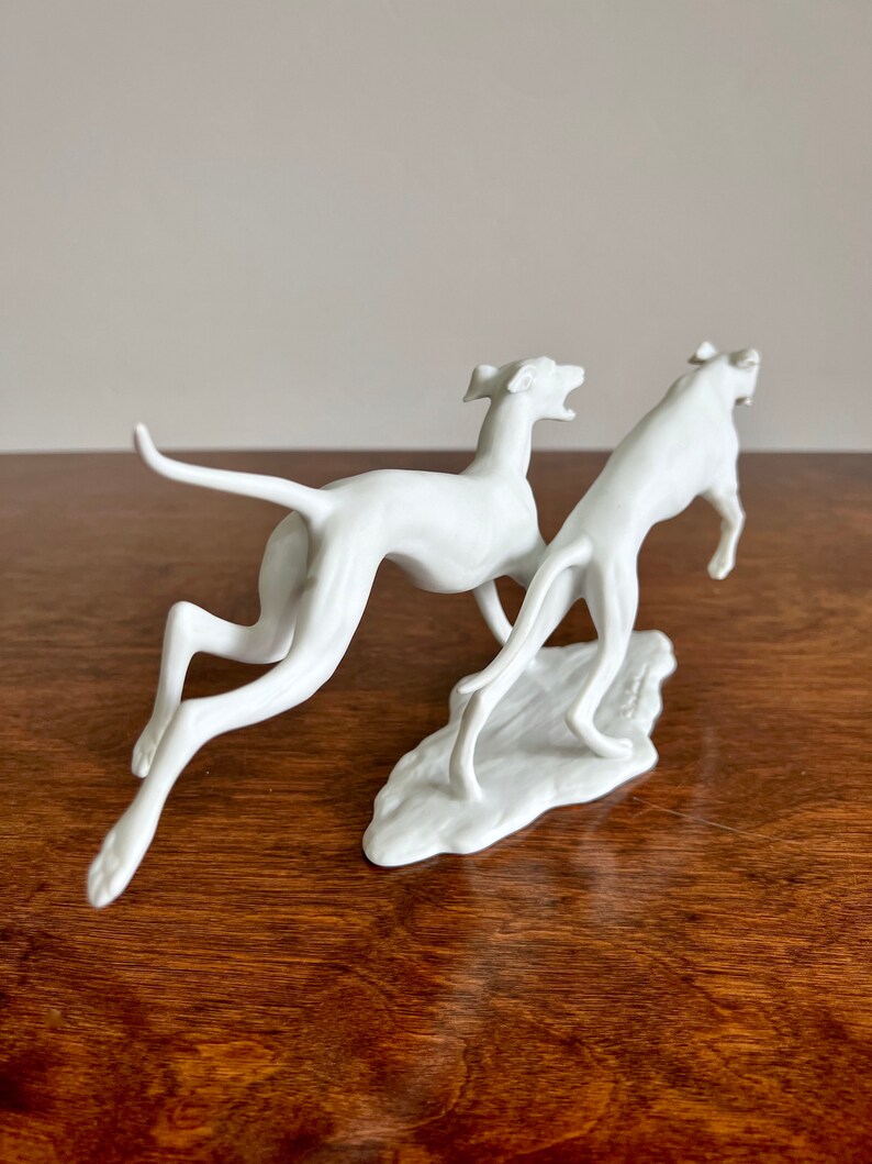 Kaiser White Bisque Porcelain Figurine of Running Dogs - Etsy