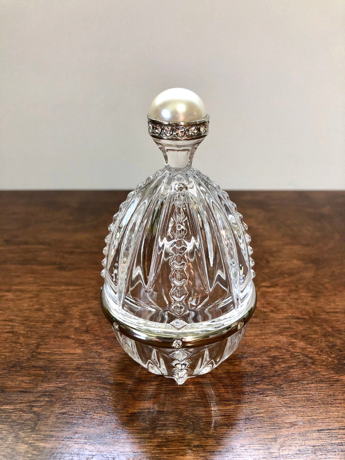 Lenox Lead Crystal Egg Trinket Box Diamonds & Pearls Glass Box - Etsy