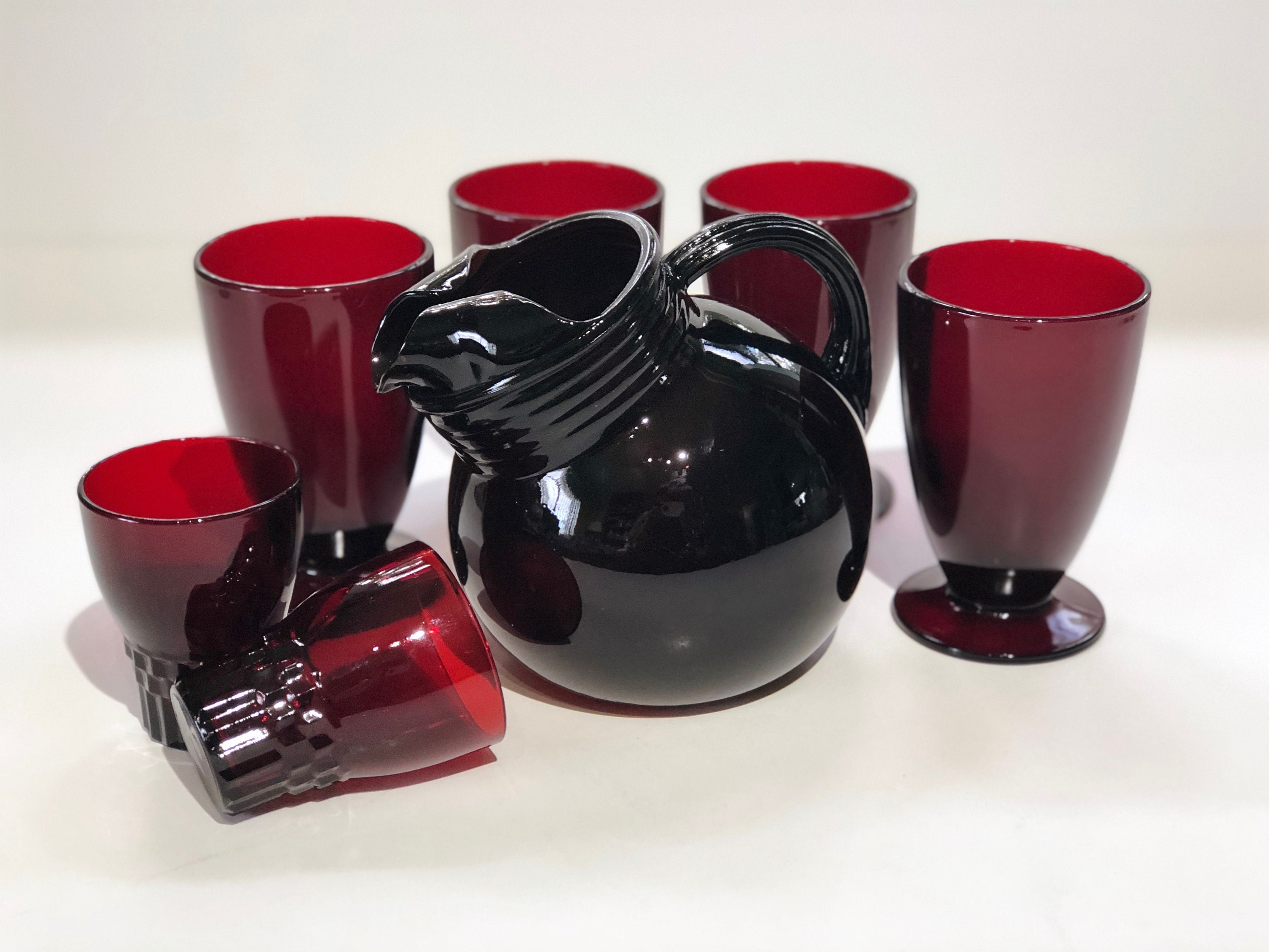 Vintage 'royal Ruby' Red Depression Glass Ball | Etsy