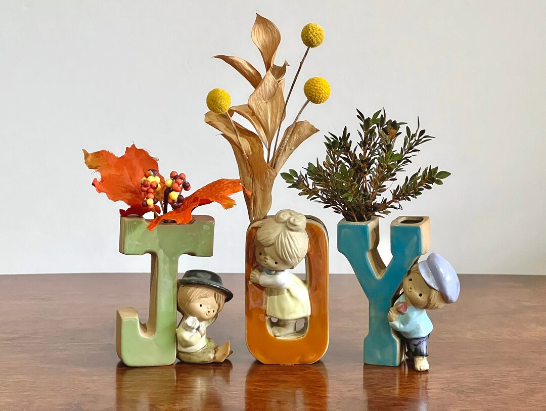 Original Pottery Letters "joy" Vases W a Child on Each Letter, 1970's ...