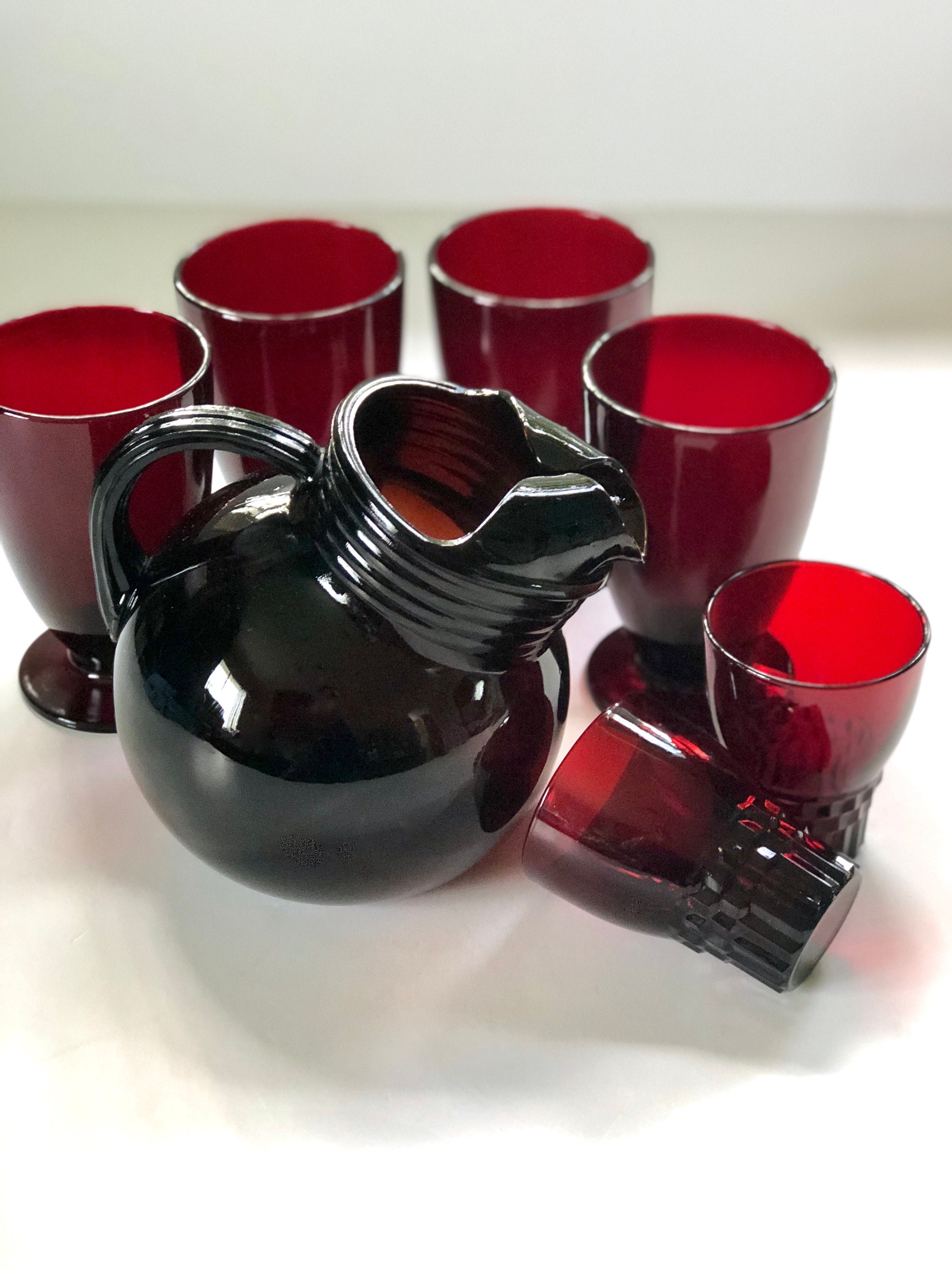 Vintage 'royal Ruby' Red Depression Glass Ball | Etsy