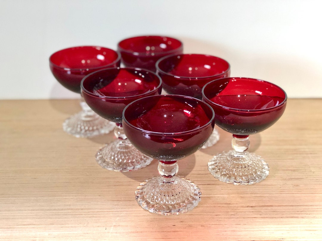 Vintage Ruby Red Boopie Bubble Glasses/goblets/cocktail by - Etsy