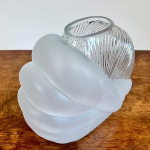 Vintage 80s Art Deco Style Art Glass Balos Vase Mouth Blown Frosted ...