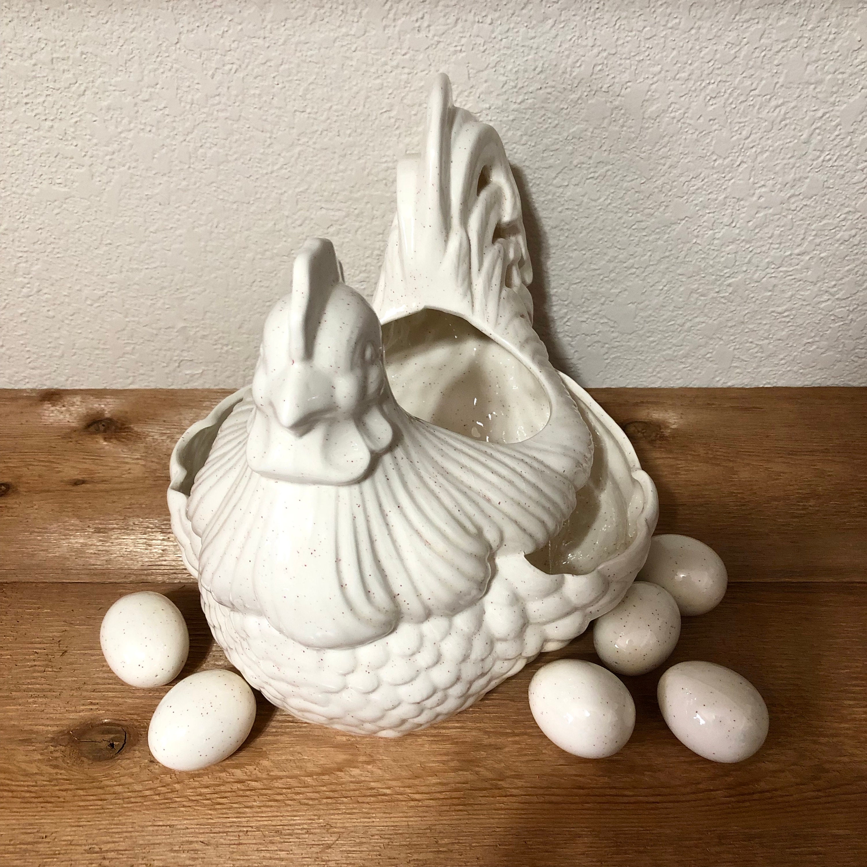 Large Arnell's Chicken/hen Planter Speckled Glazed Ceramic | Etsy