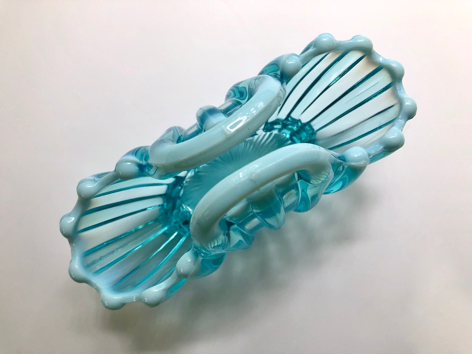 Antique Davidson Glass Pearline Blue Brideshead Pattern Folded - Etsy