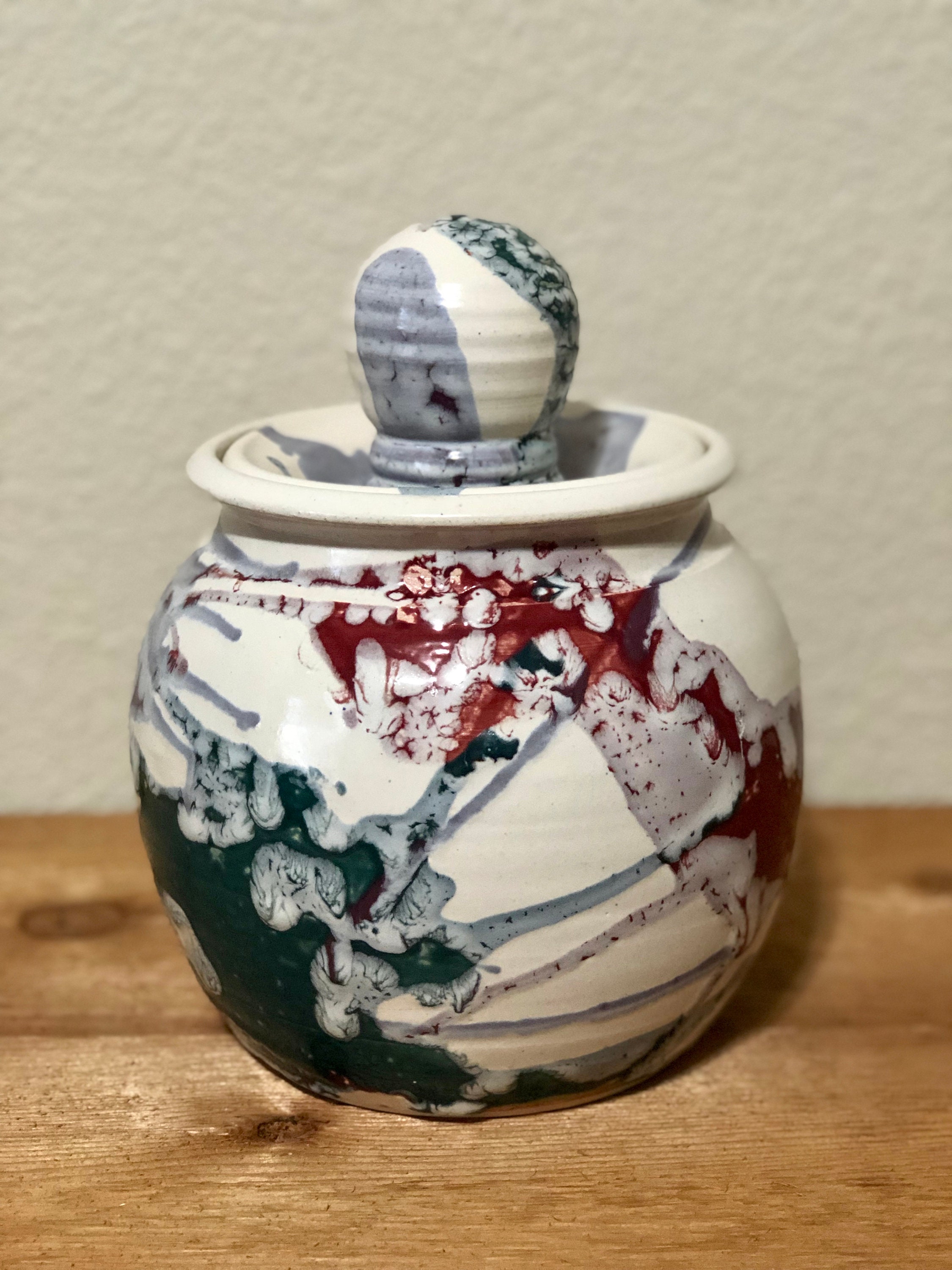 Original Pottery Art Abstract Glaze Covered Jar/canister | Etsy