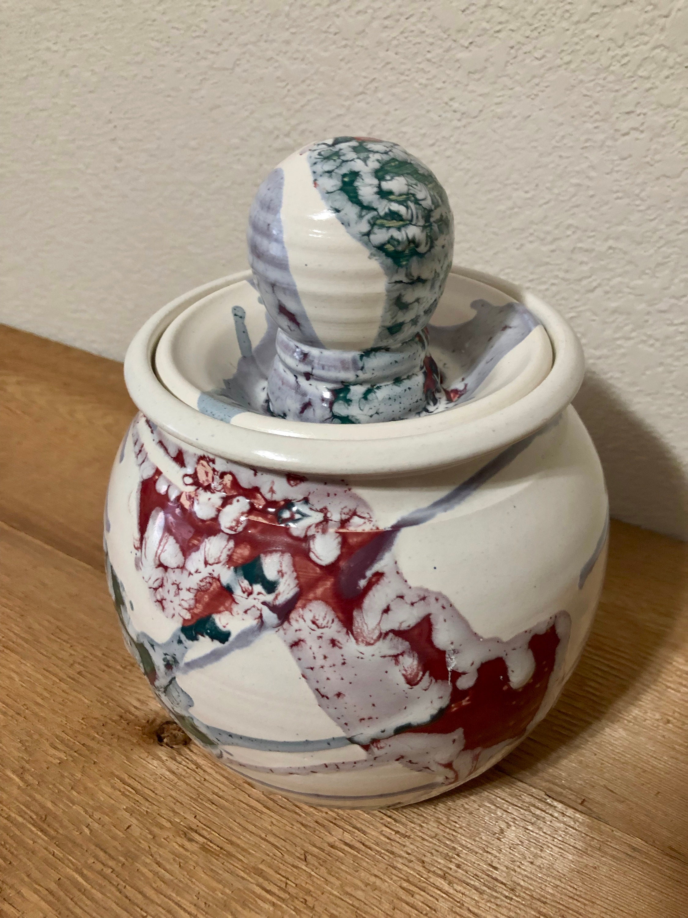 Original Pottery Art Abstract Glaze Covered Jar/canister | Etsy