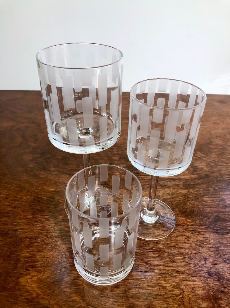 Stunning 12 Pc Set of MCM Glassware Water Goblets Wine - Etsy