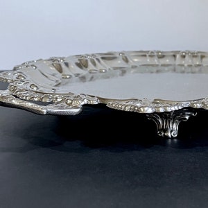 Silver Serving Tray W Handles Feet by International Silver Co. Ornate ...