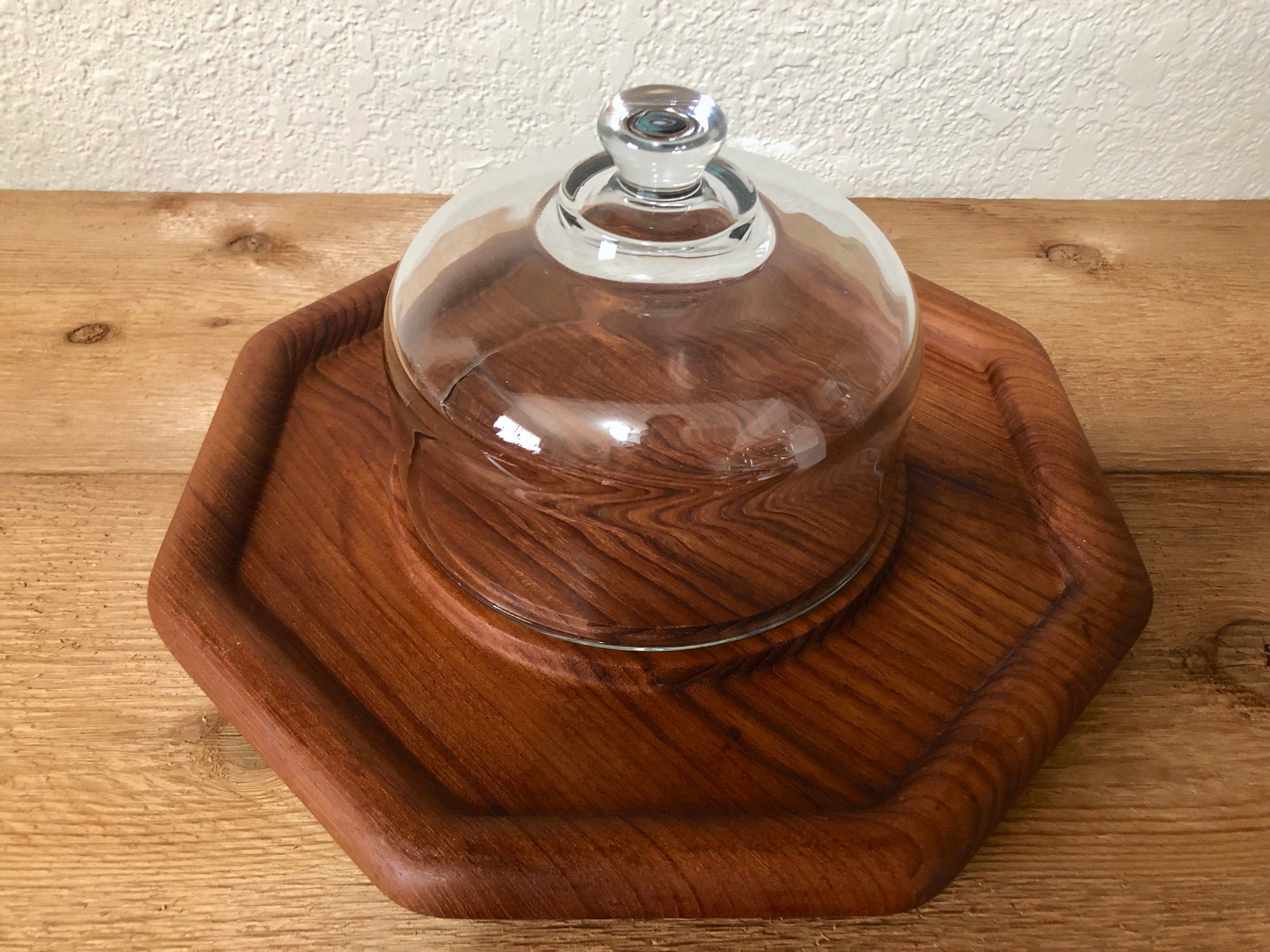Vintage Cheese Tray/board and Glass Dome | Etsy