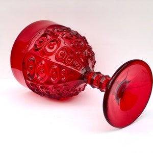 Vintage Large Depression Glass Coin Dot Pattern Ruby Red Goblet/vase ...