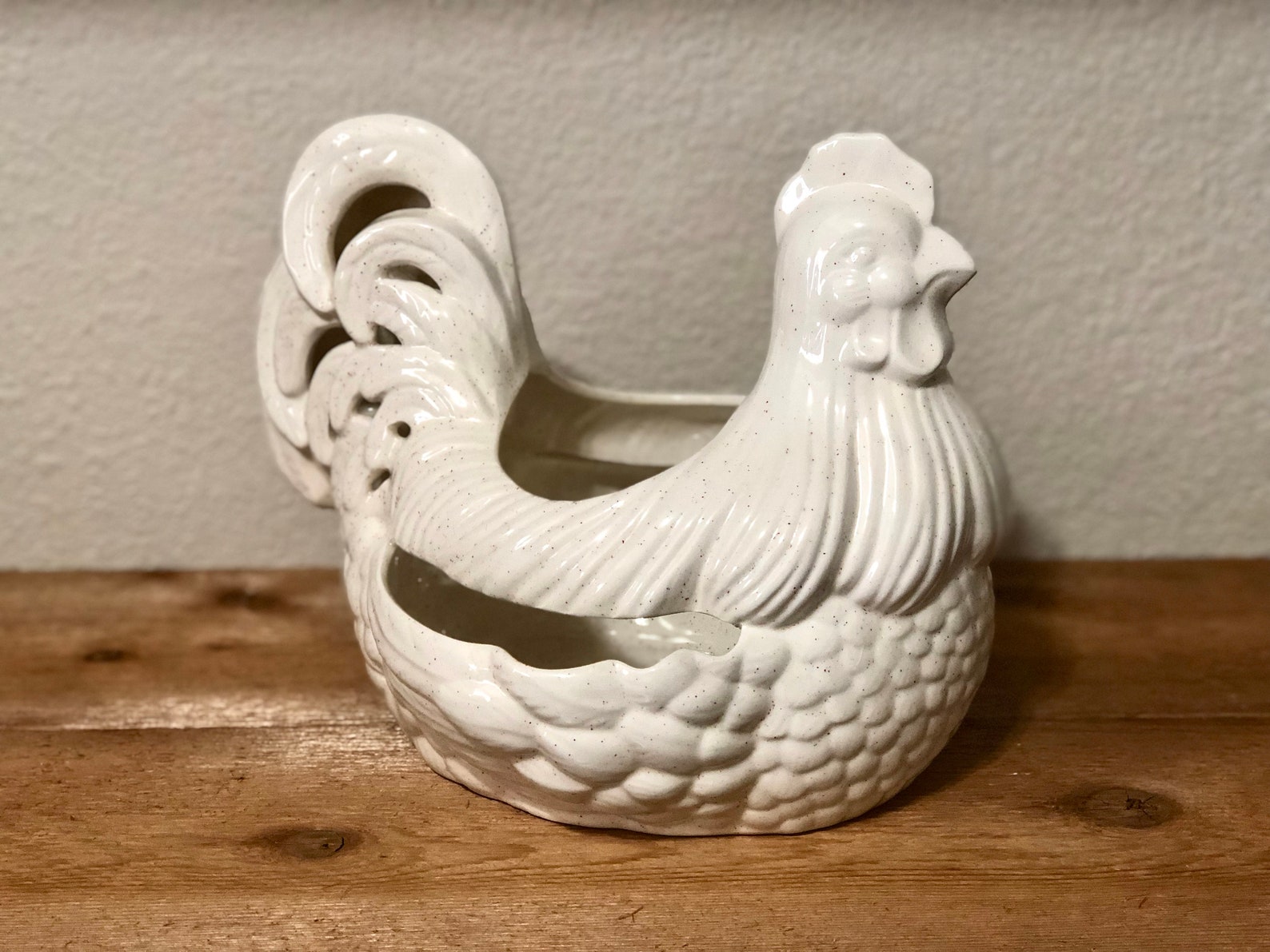 Large Arnell's Chicken/hen Planter Speckled Glazed Ceramic | Etsy