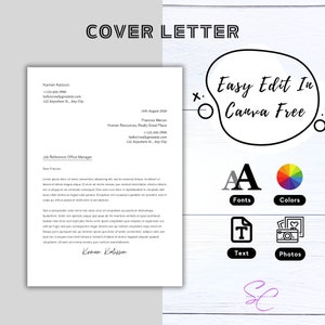 Cover Letter Template | Simple Cover Letter Canva | 2 Page Cover ...