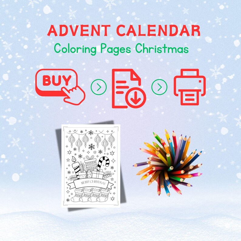 Advent Calendar Christmas Coloring Pages 24 Advent Calendar Pages for ...