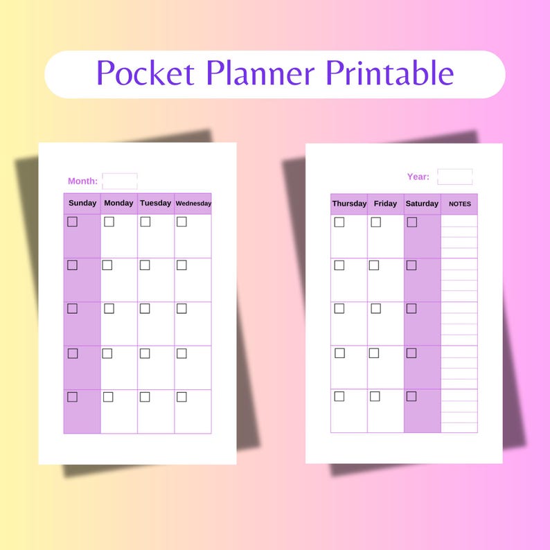 Pocket Planner Perpetual Colors 5 PACKS 4 X 6.5 - Etsy