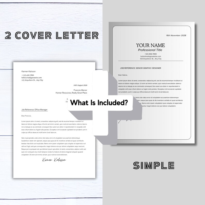 Cover Letter Template | Simple Cover Letter Canva | 2 Page Cover ...