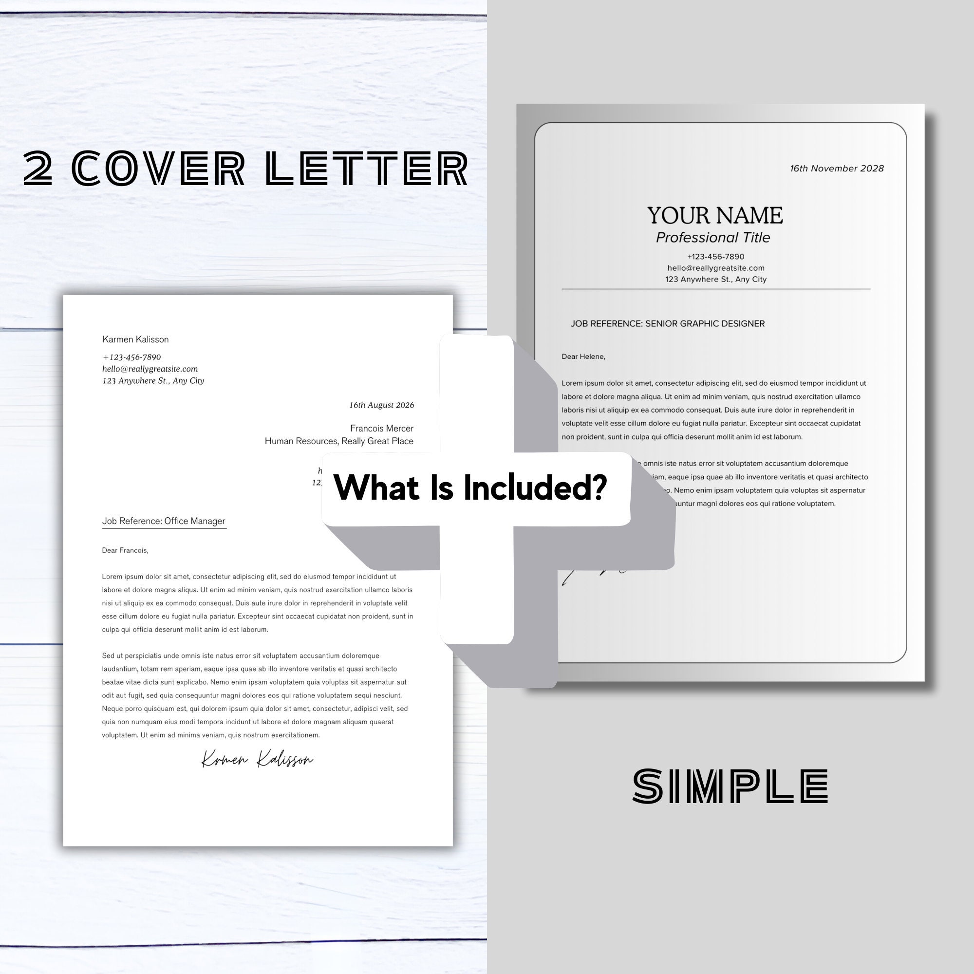 Cover Letter Template | Simple Cover Letter Canva | 2 Page Cover ...