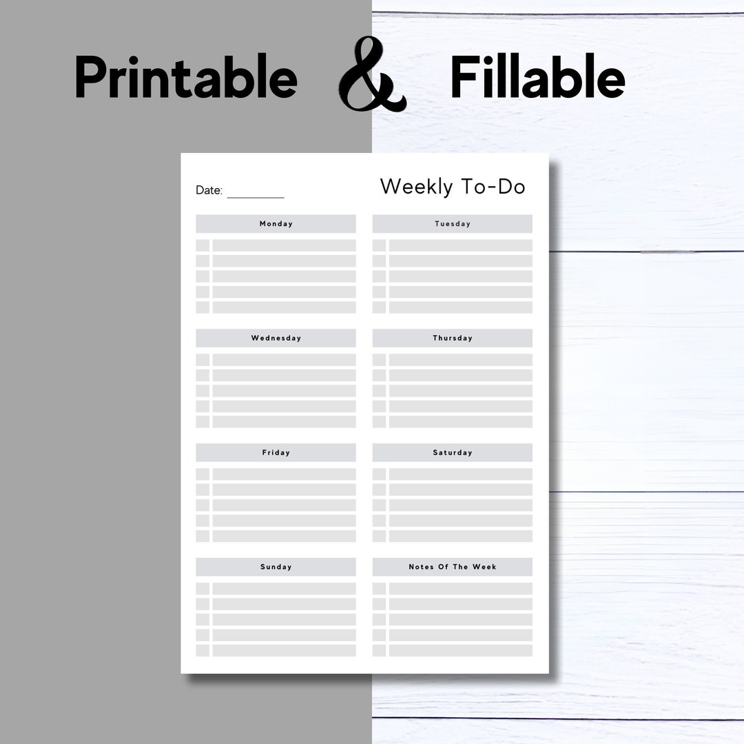 Weekly to Do List Template | Weekly Planner | Task List Template ...