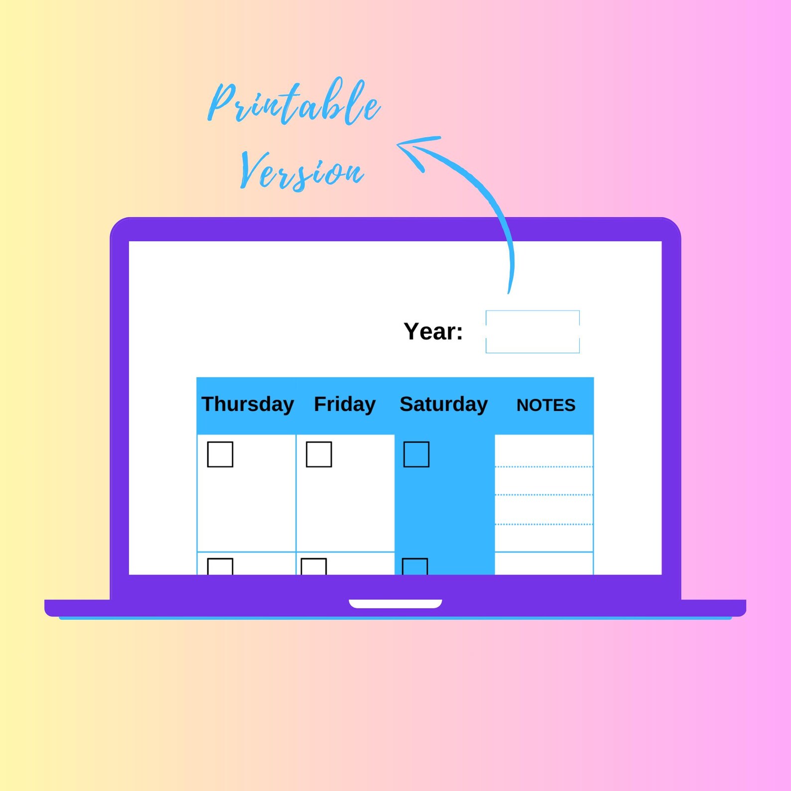 Pocket Planner Perpetual Template Color Blue - 4" X 6.5" - Etsy