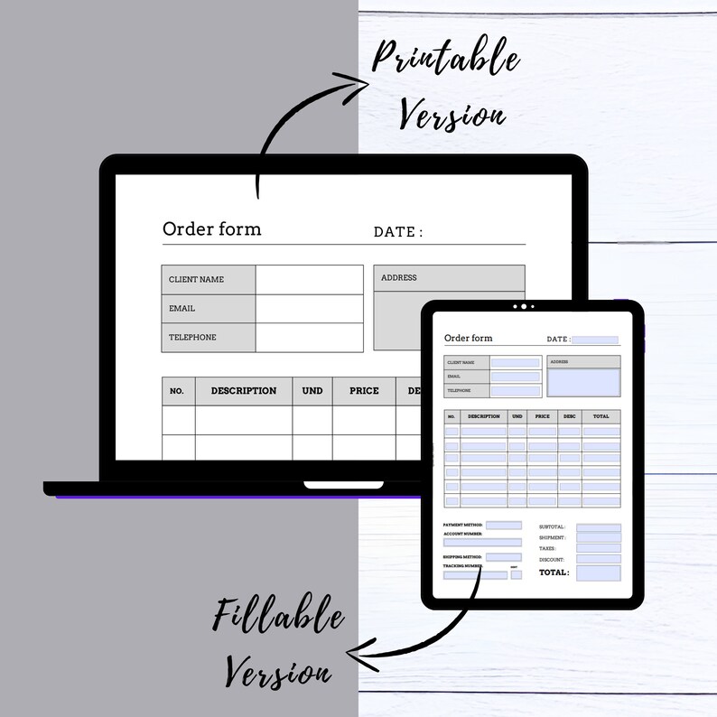 Order Form Ecommerce Template - Etsy
