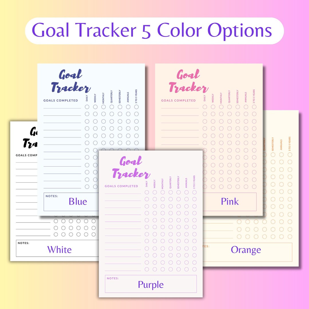 Goal Tracker Bundle | Simple Goal Tracker | Task Tracker Template ...