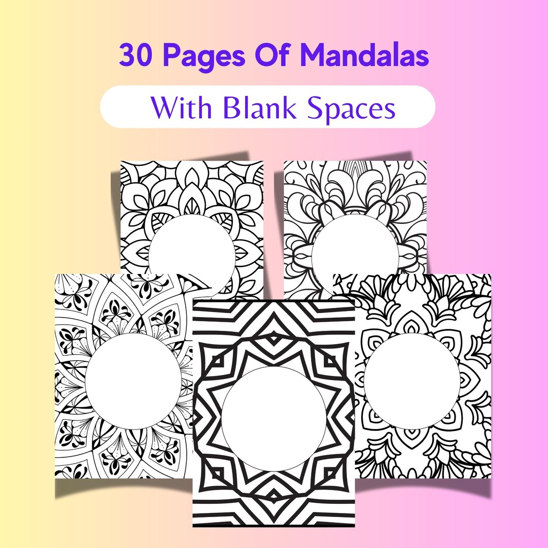 30 Pages of Mandalas With Blank Spaces | Coloring Mandalas | Mandalas to Write Wishes | Mandalas ...