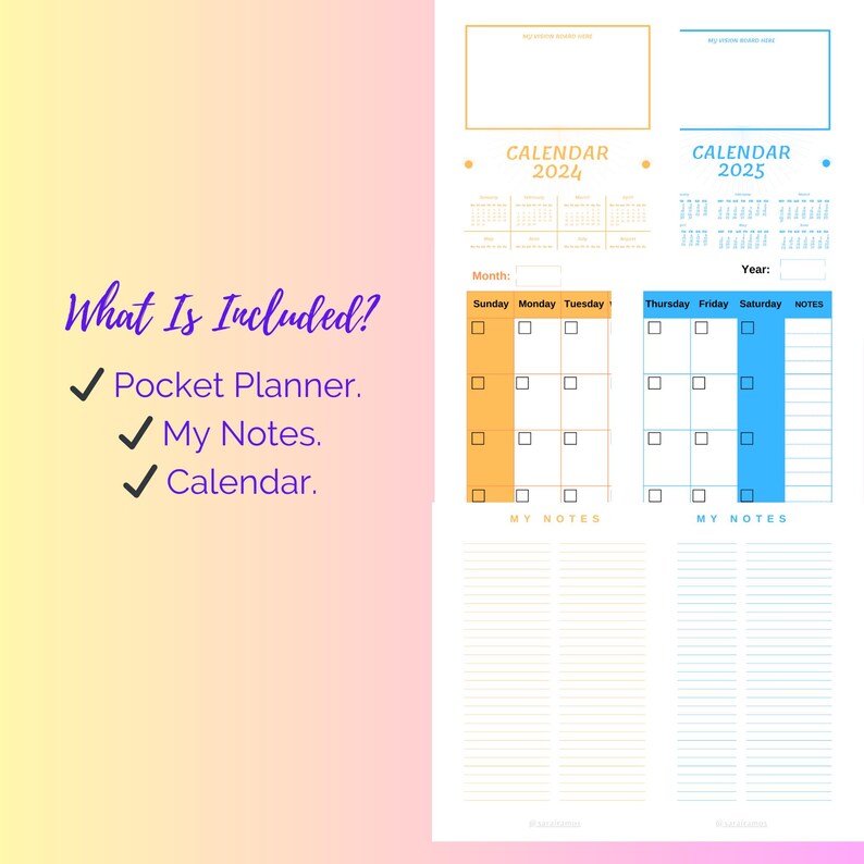 Pocket Planner Perpetual Colors 5 PACKS 4 X 6.5 - Etsy