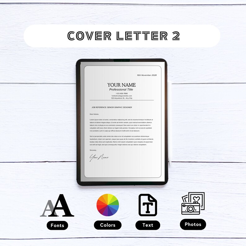 Cover Letter Template | Simple Cover Letter Canva | 2 Page Cover ...