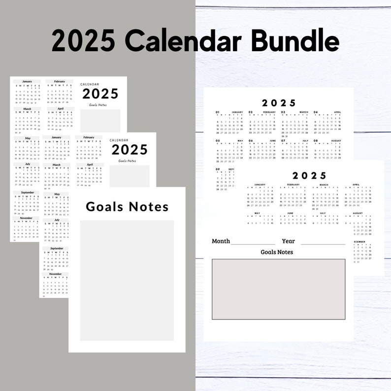 2025 Calendar Bundle | Calendar Template 2025 | Yearly Calendar ...