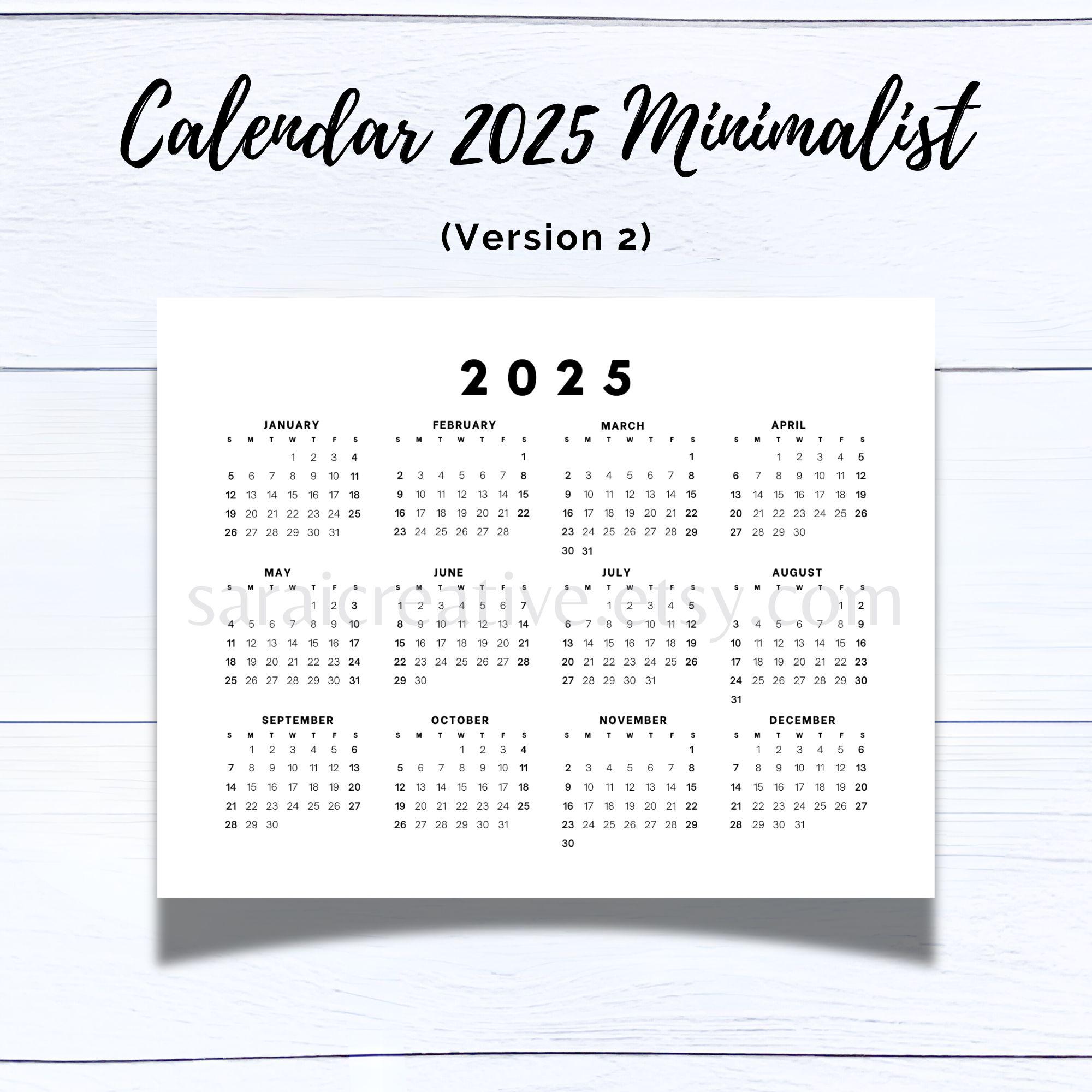 2025 Year Calendar Landscape | Calendar Template 2025 | Calendar ...