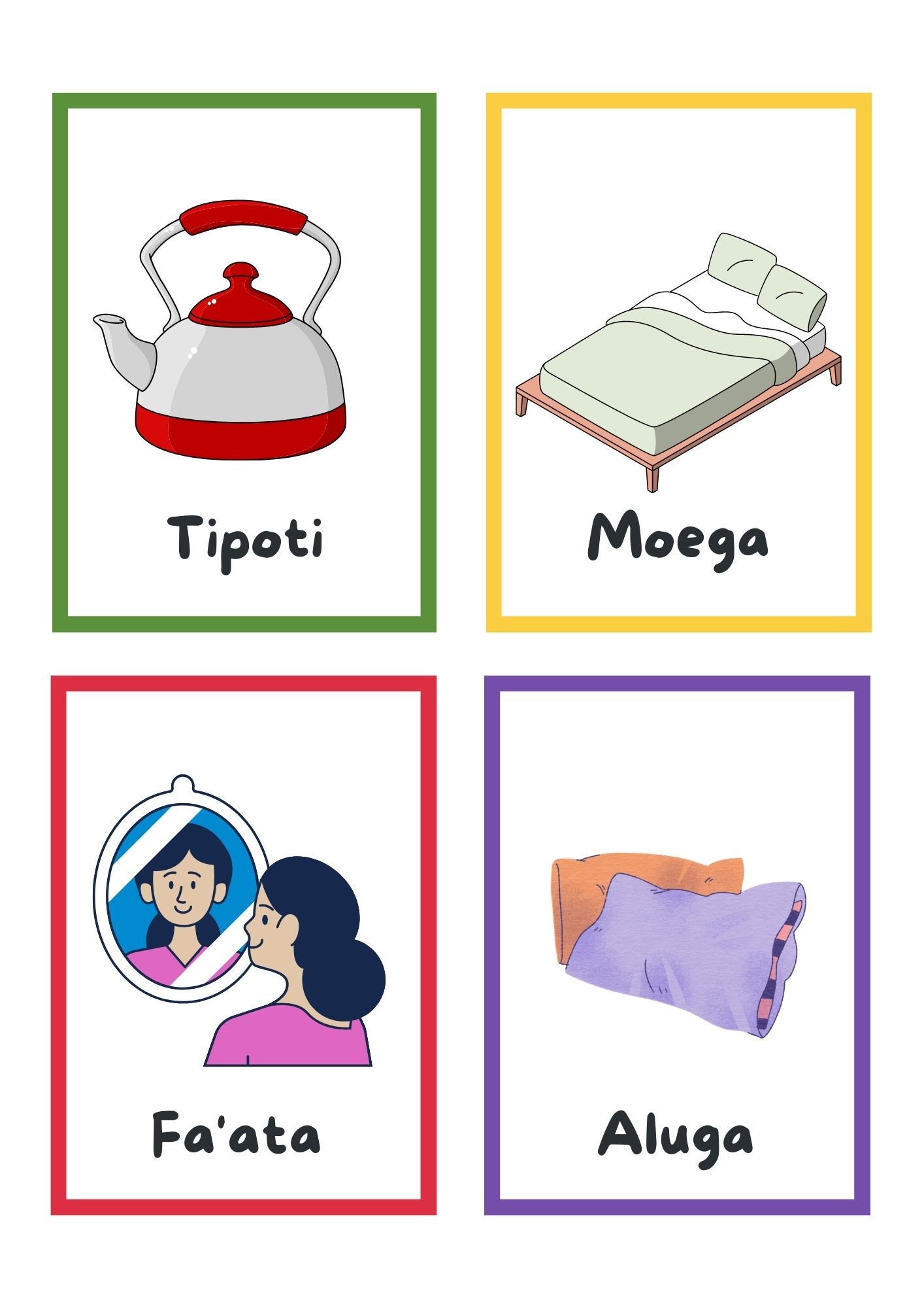 Samoan Language Learning Flash Cards: Household Edition (digital ...
