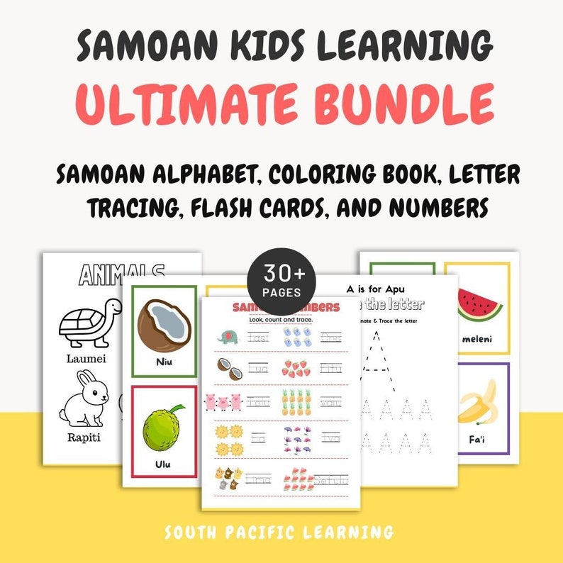Samoan Kids Learning Bundle | Samoan Numbers, Alphabet, Letter Tracing ...