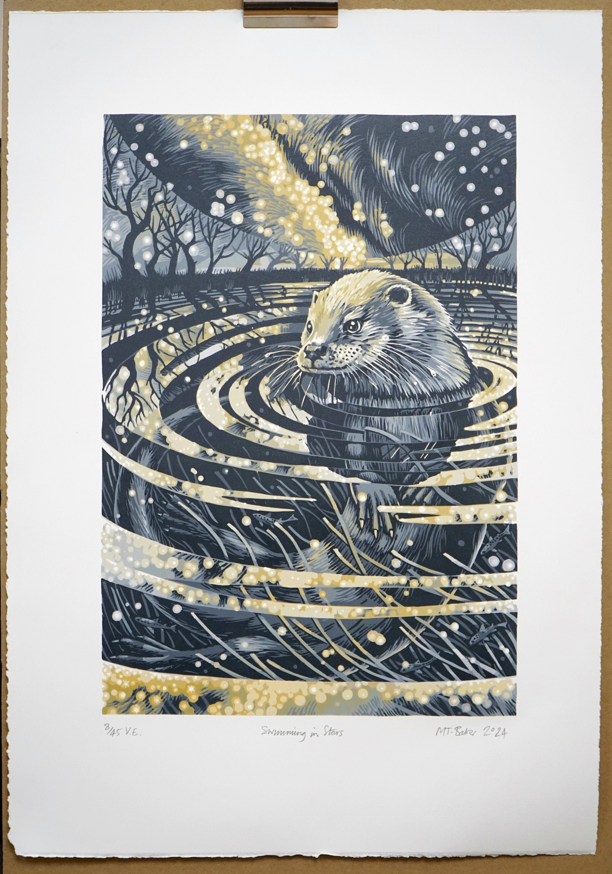 Swimming in Stars 8/45. Otter at Night. Hand Made, Limited Edition ...