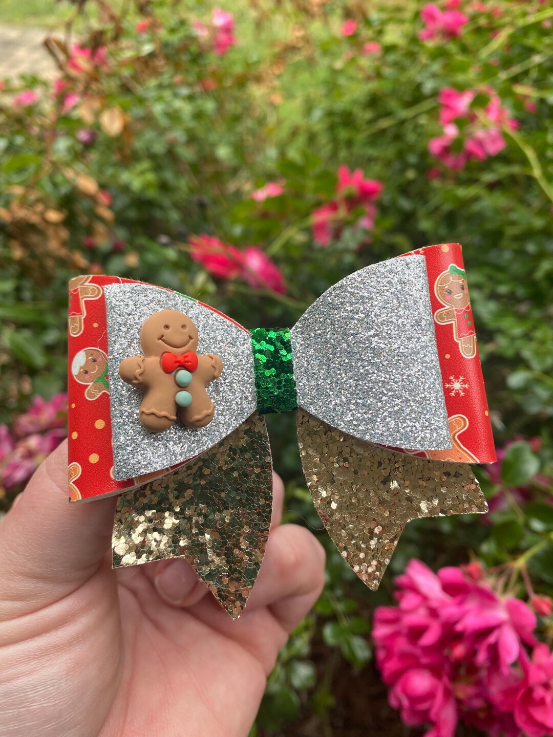 The Gingerbread Man Bow / Christmas Hair Bow Hair Clip - Etsy