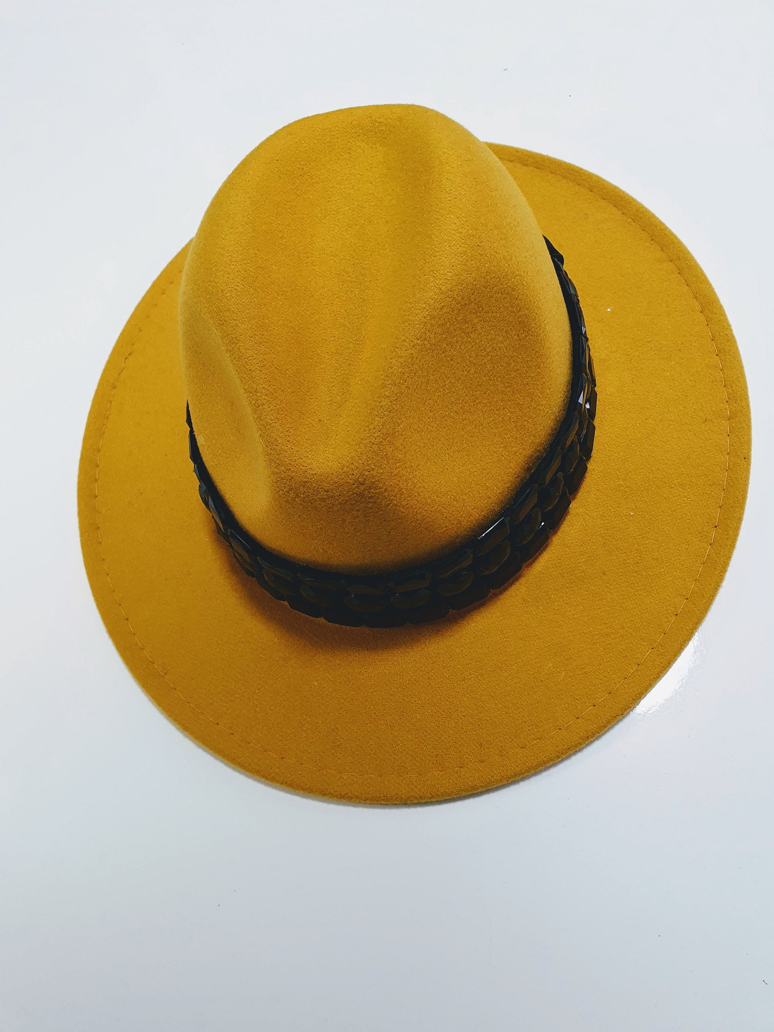 Wool Fedora Hat for Woman, Golden Yellow Fedora Hat, Wide Brim Fedora ...