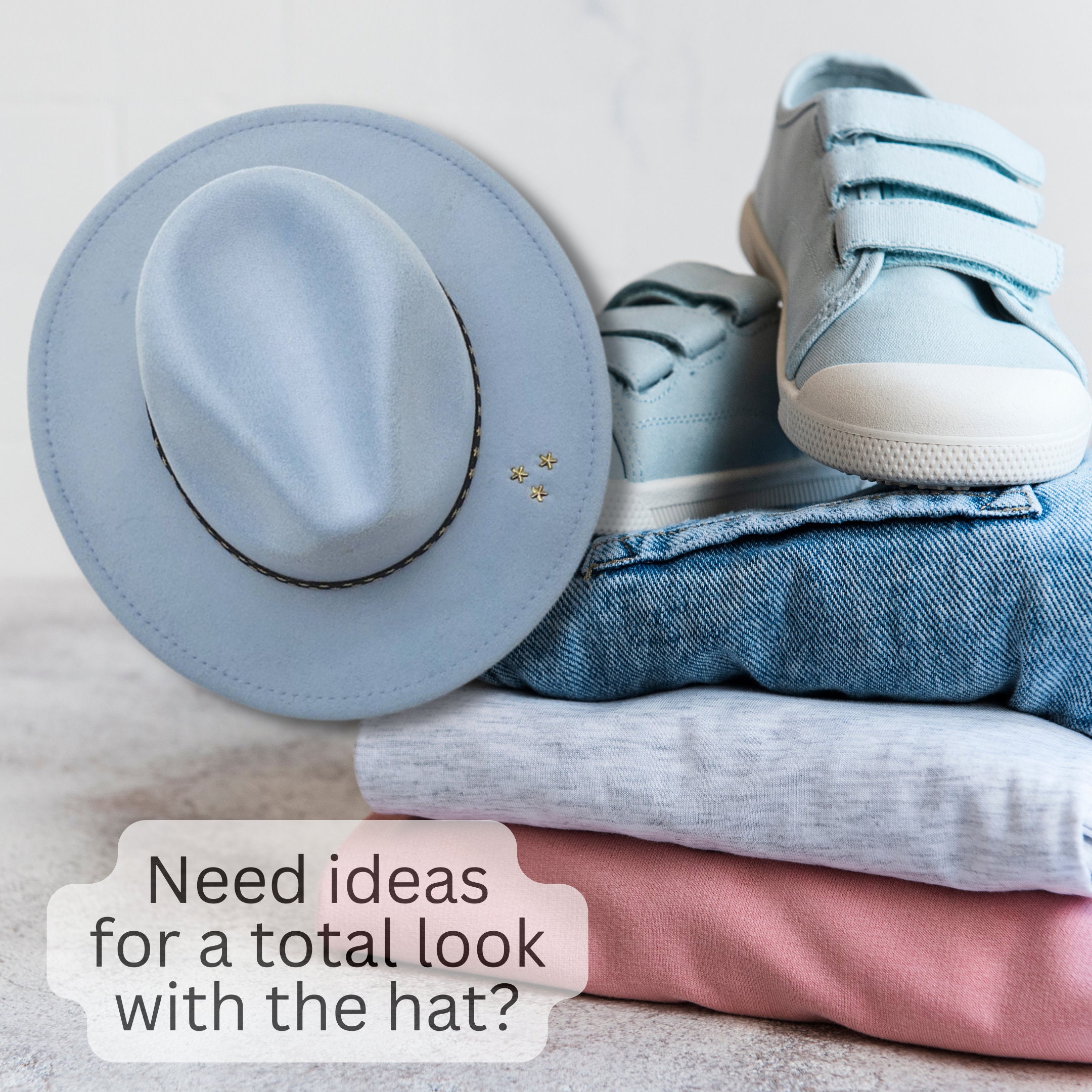 Sky Blue Fedora Hat, Light Blue Fedora Hat for Woman, Wool Felt Women ...