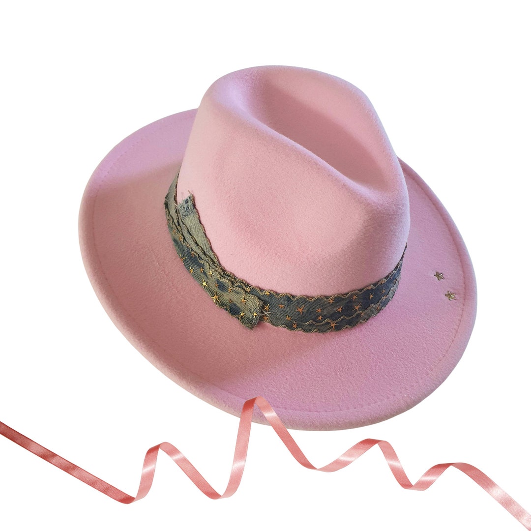 Bohemian Antique Pink Fedora Hat, Pink Fedora Hat for Woman - Etsy