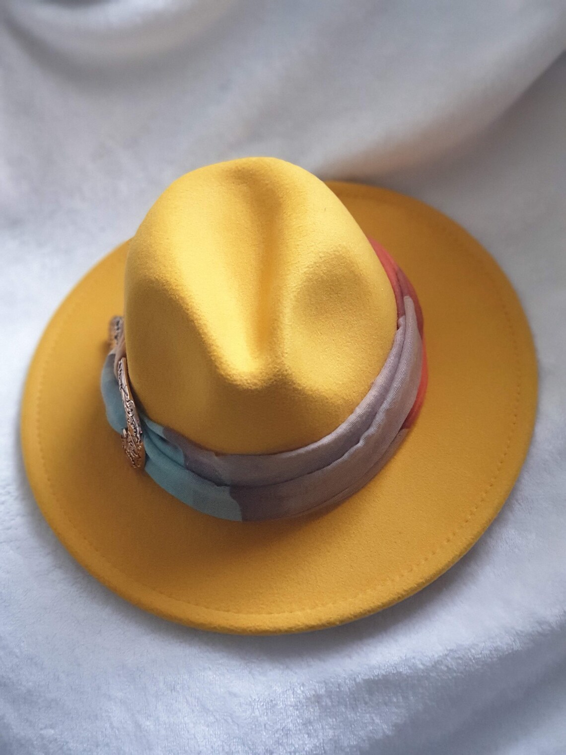 Woman Golden Yellow Fedora Hat Felt Hat for Woman Wool Woman | Etsy
