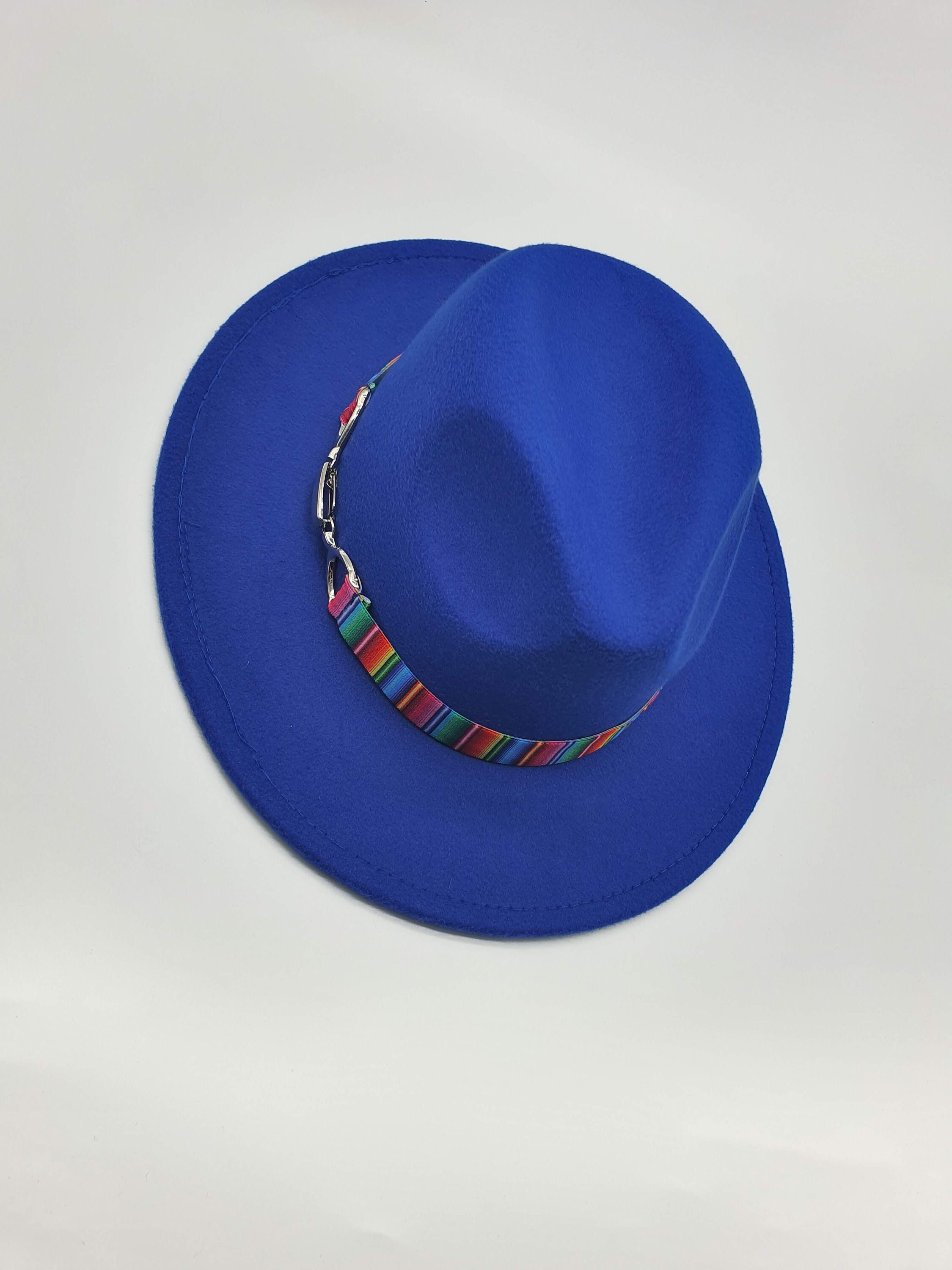 Royal Blue Fedora Hat for Man, Felt Fedora Hat, With Birm Hat for Man ...