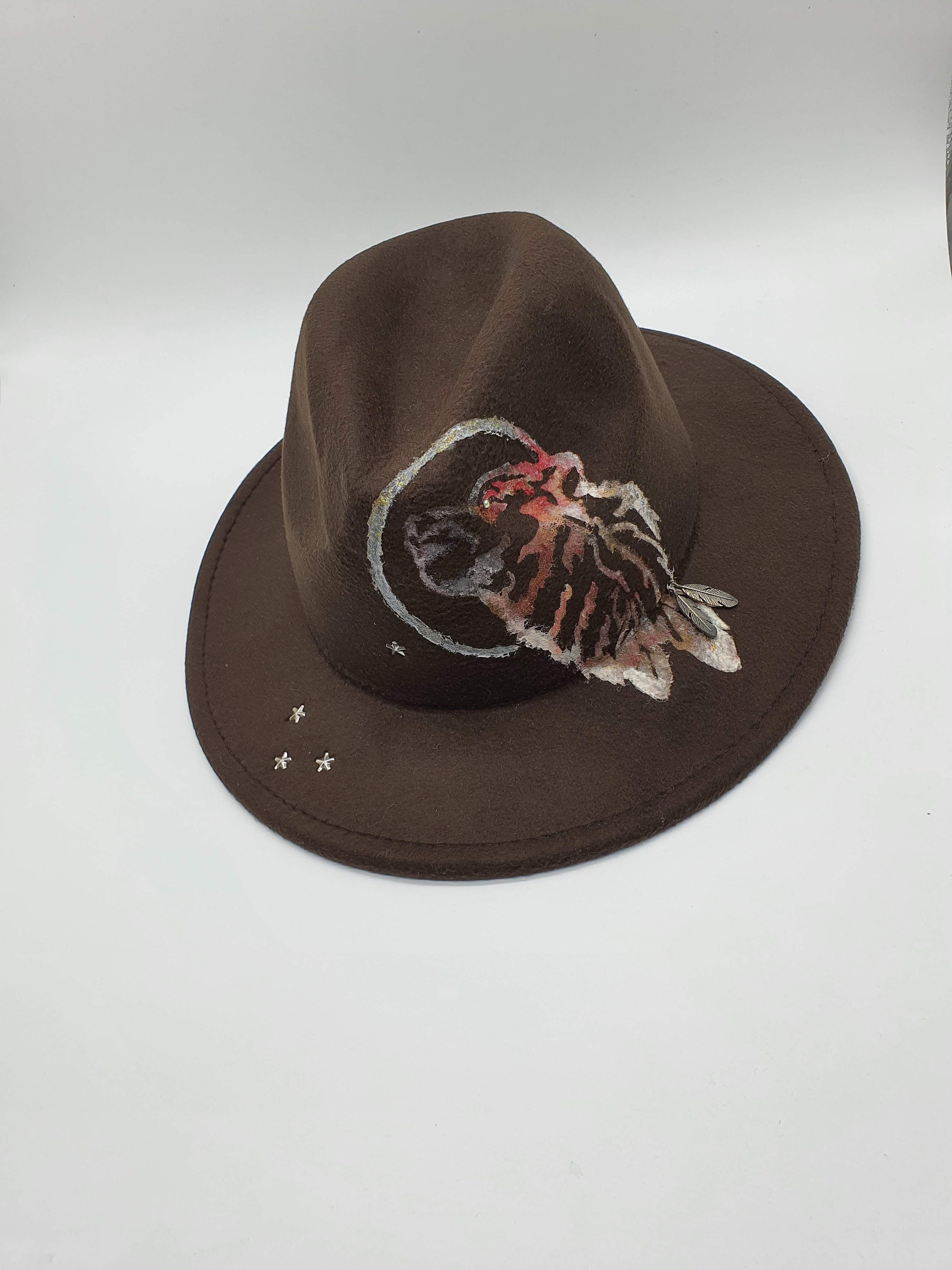 Boho Hat for Women Wide Brim Fedora Hat Wolf Hat Full Moon - Etsy UK