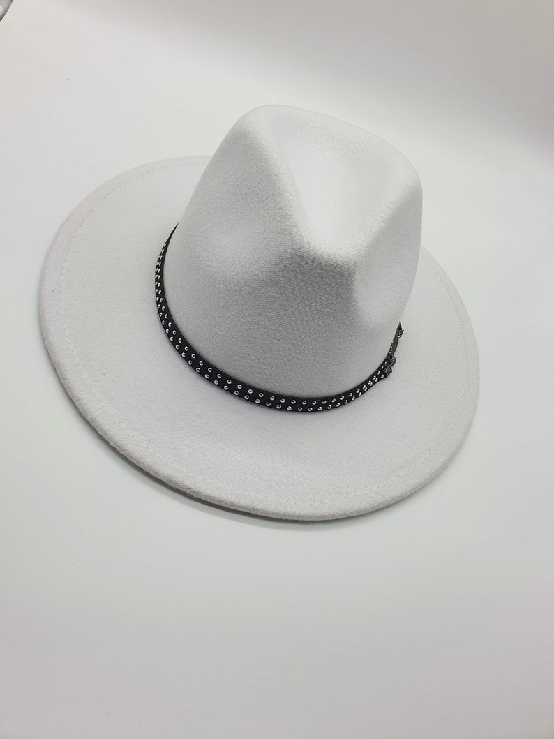 White Fedora Hat for Men, Men’s Classic White Hat, Sleek White Wool Hat for Men, Stylish Wide ...
