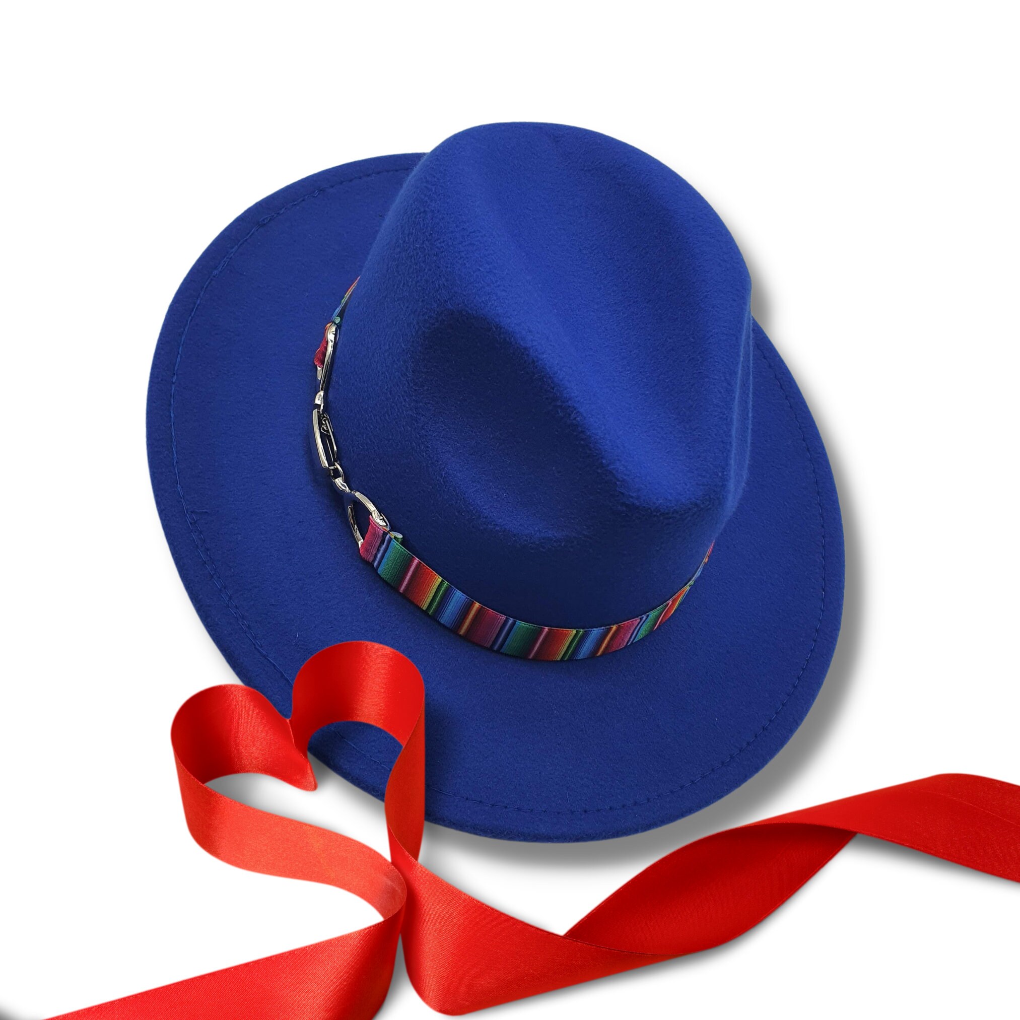 Royal Blue Fedora Hat for Man Felt Fedora Hat With Birm Hat - Etsy