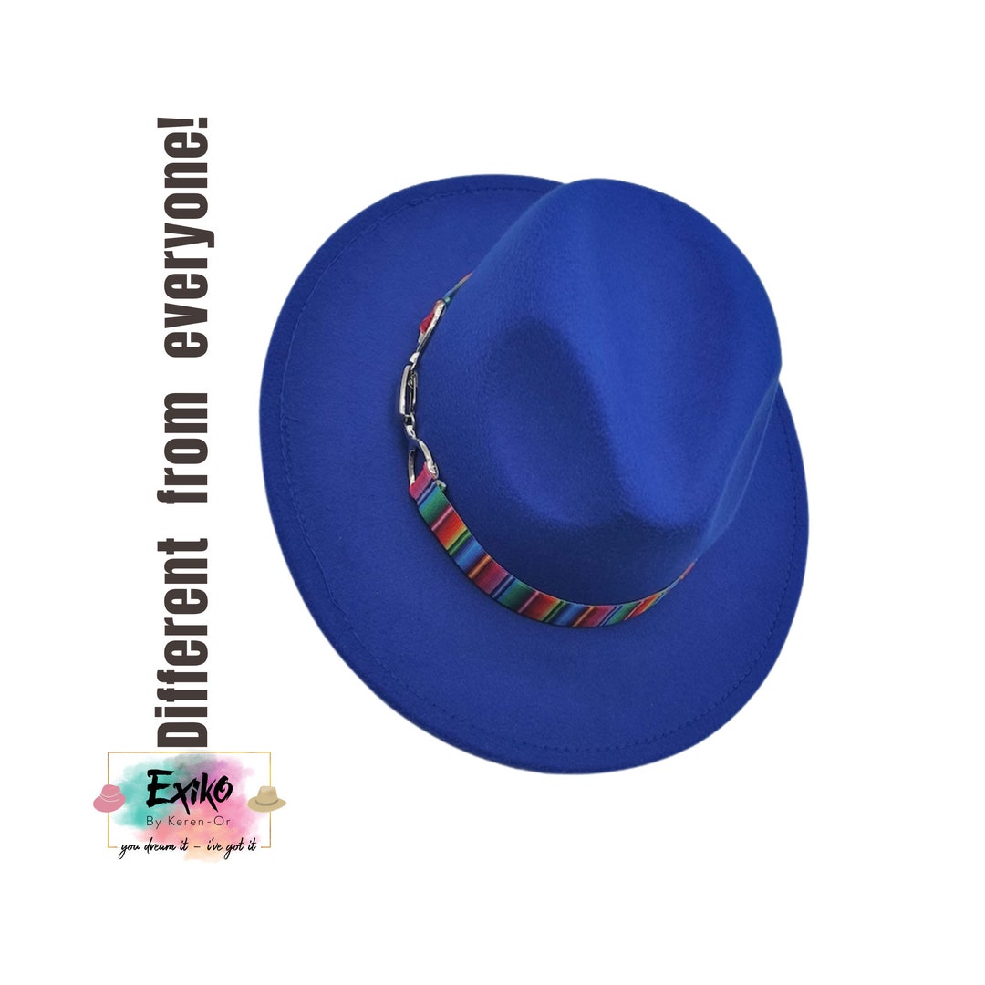 Galactic Cobalt Fedora Hat, Royal Blue Fedora Hat for Woman, Felt ...