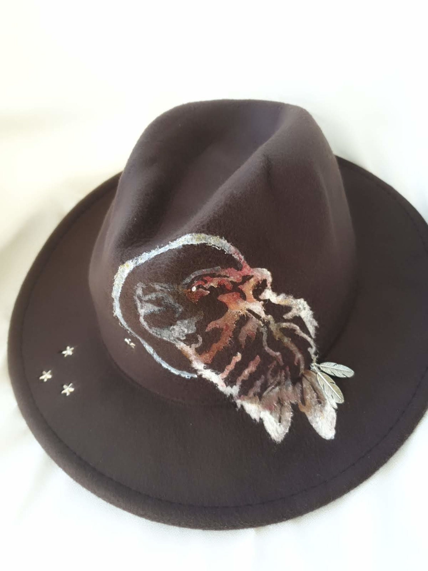 Boho Hat for Women Wide Brim Fedora Hat Wolf Hat Full Moon - Etsy UK