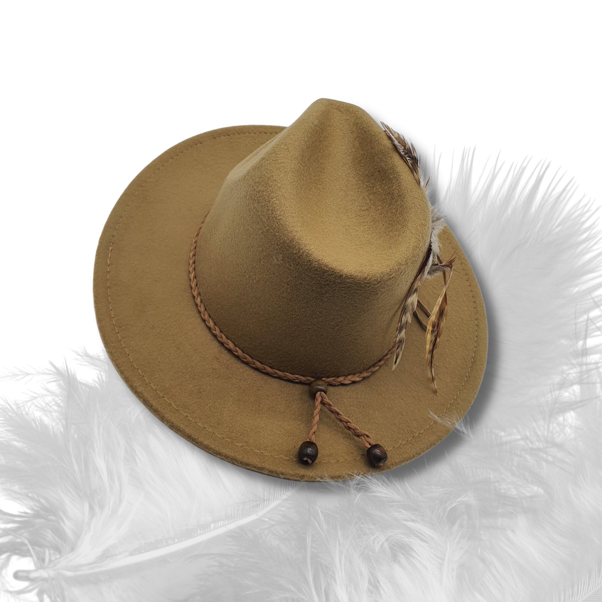 Unique Earth Brown Fedora Hat Hand-decorated With Varied Brown Feathers ...