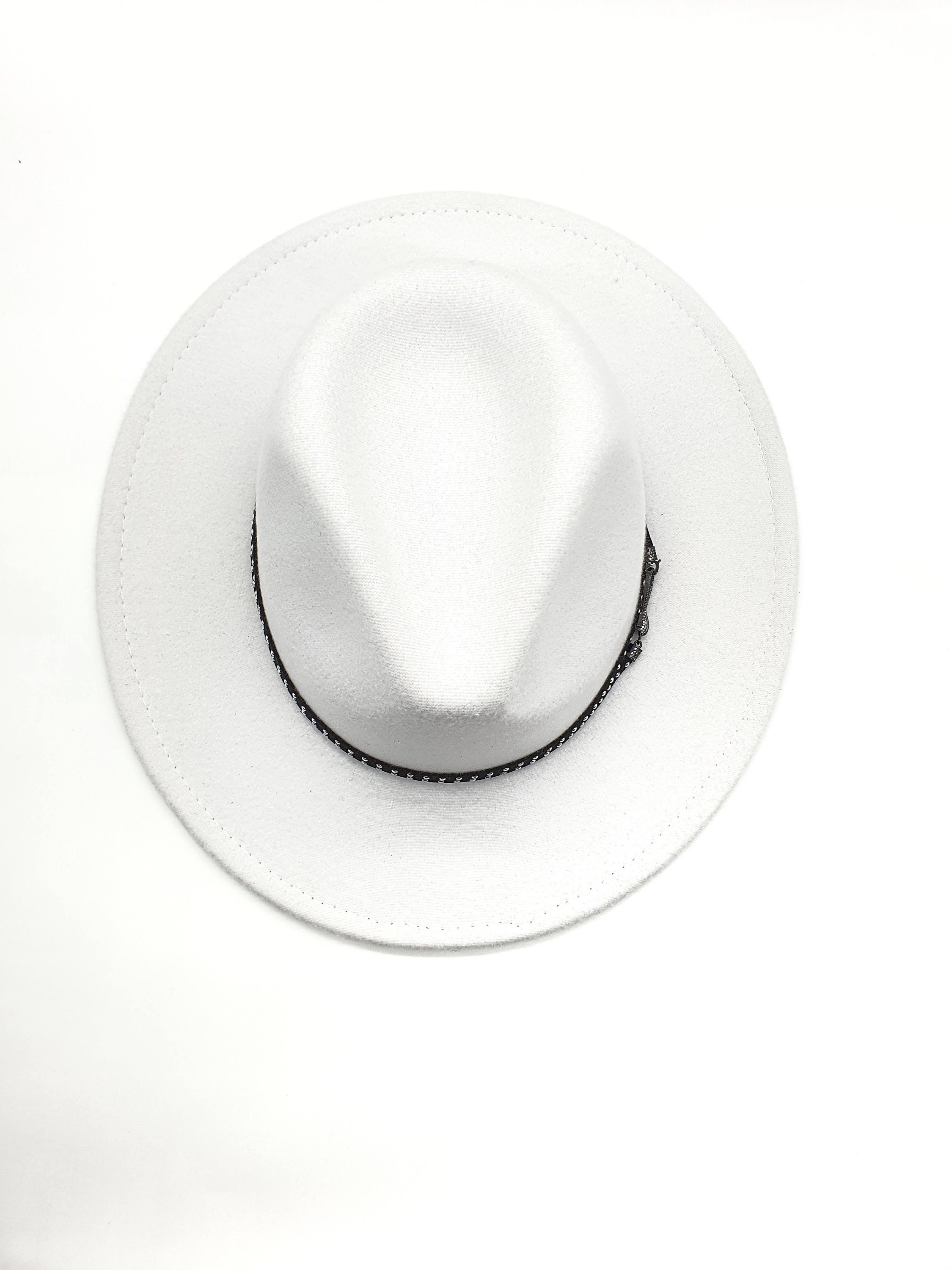 White Fedora Hat for Men, Men’s Classic White Hat, Sleek White Wool Hat ...