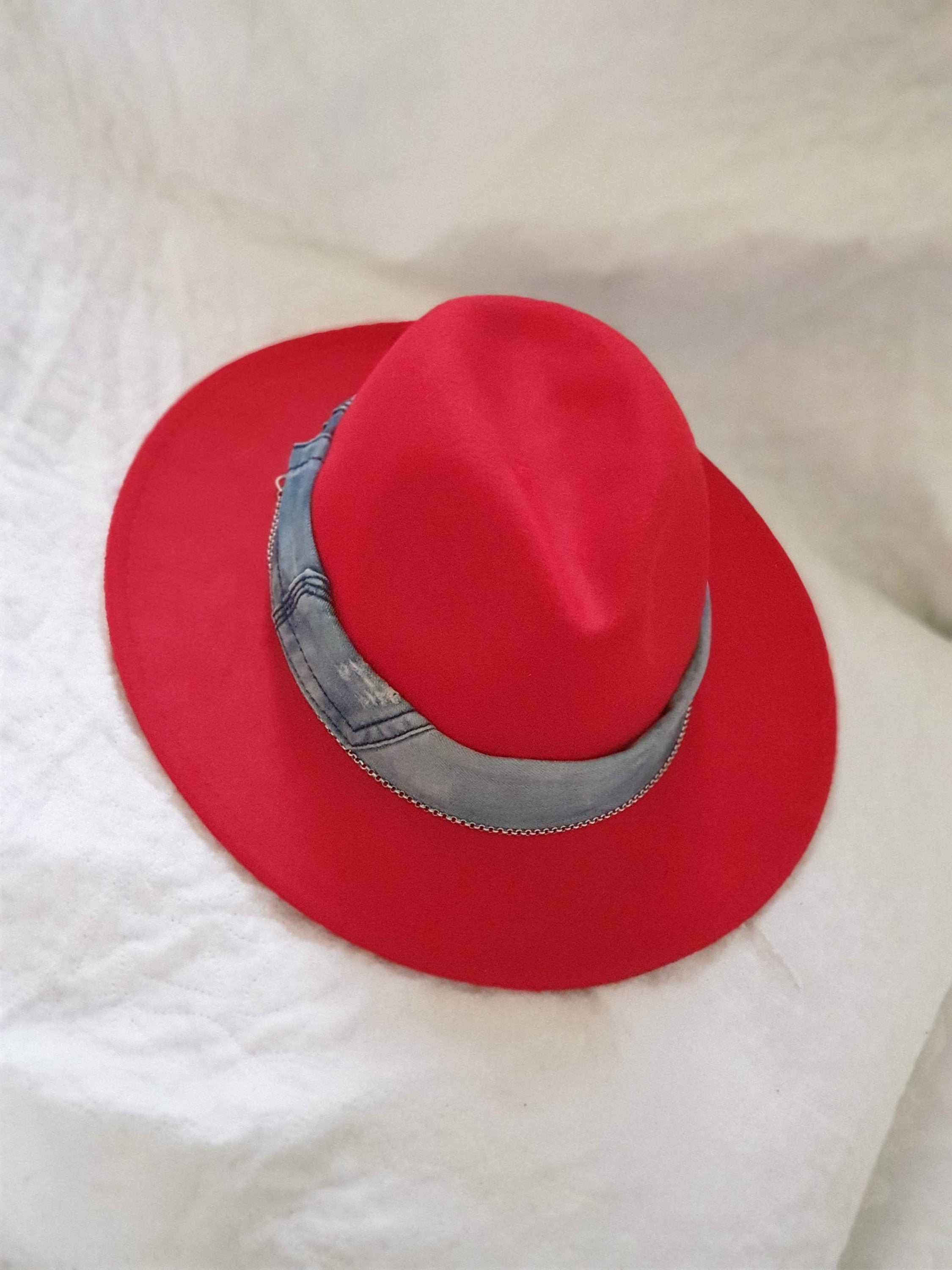 Women Red Hat, Red Fedora Hat for Women, Funky Wool Hat, Felt Hats ...