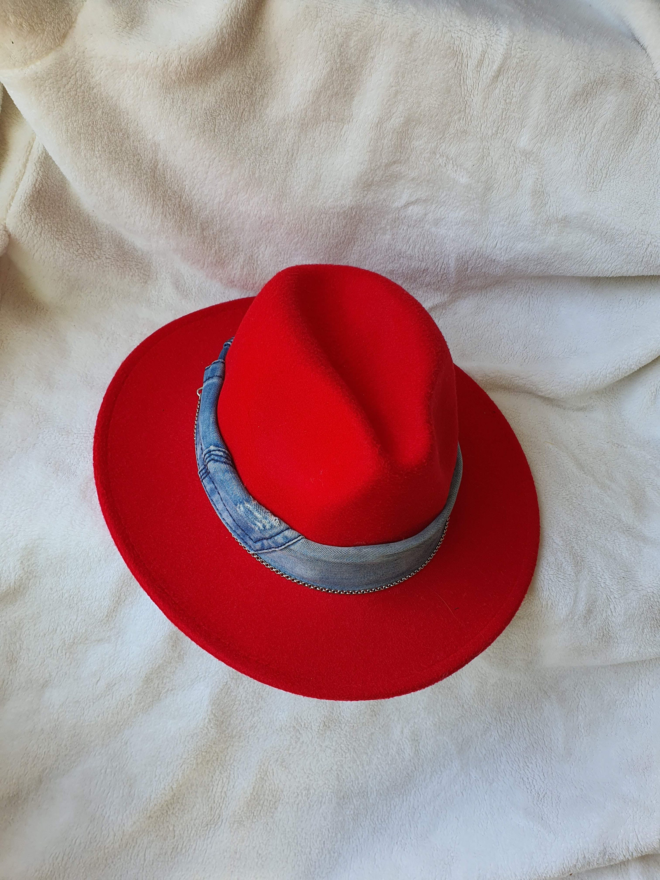 Women Red Hat, Red Fedora Hat for Women, Funky Wool Hat, Felt Hats ...