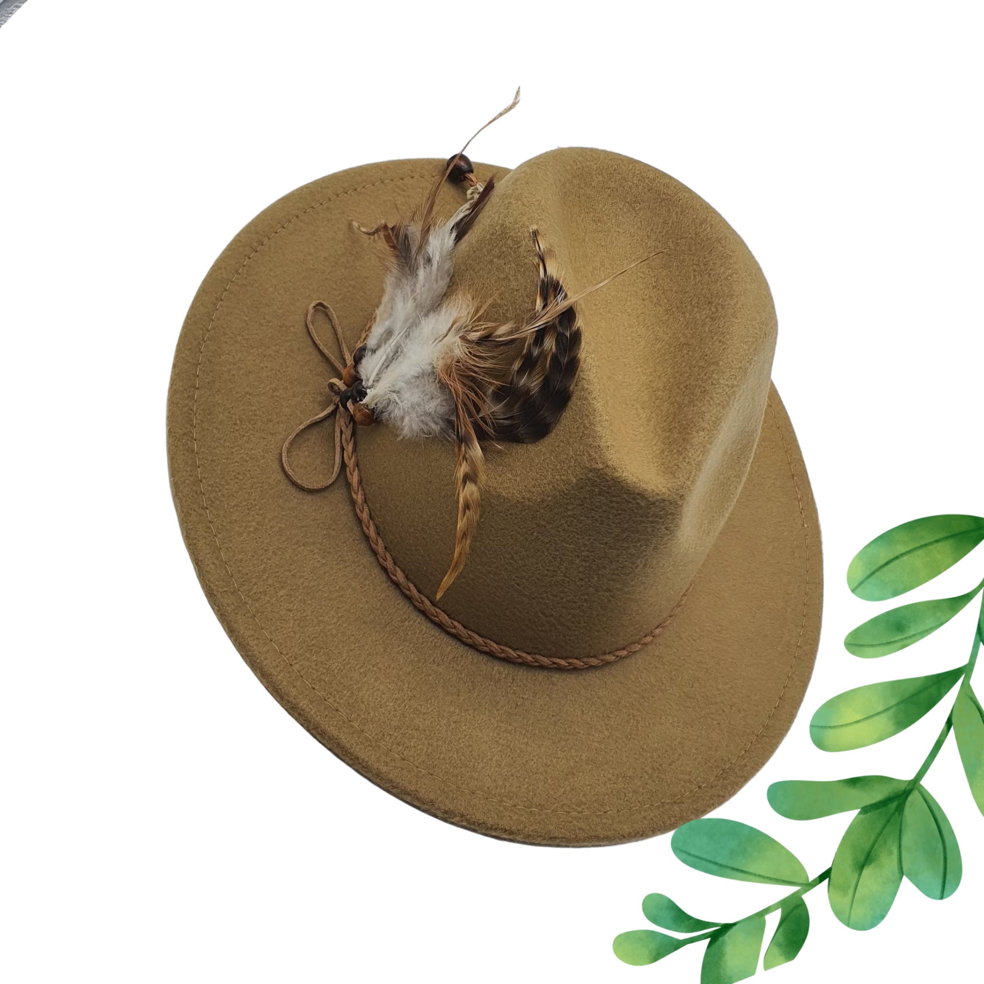Unique Earth Brown Fedora Hat Hand-decorated With Varied Brown Feathers ...